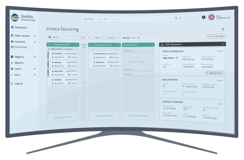 Cloud Native Factoring Management System - Quiddly